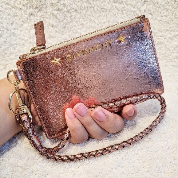 Givenchy | Bags | Givenchy Metallic Pink Coin Card Case Wristlet | Poshmark